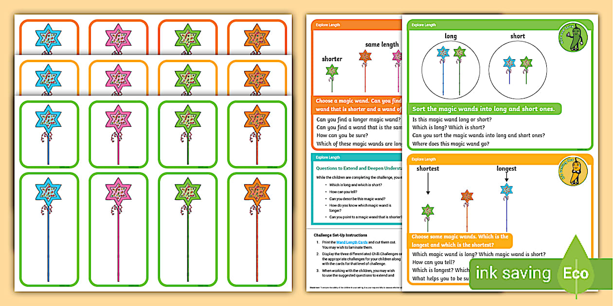 👉 EYFS Maths Explore Length Chilli Challenges: Magic Wands
