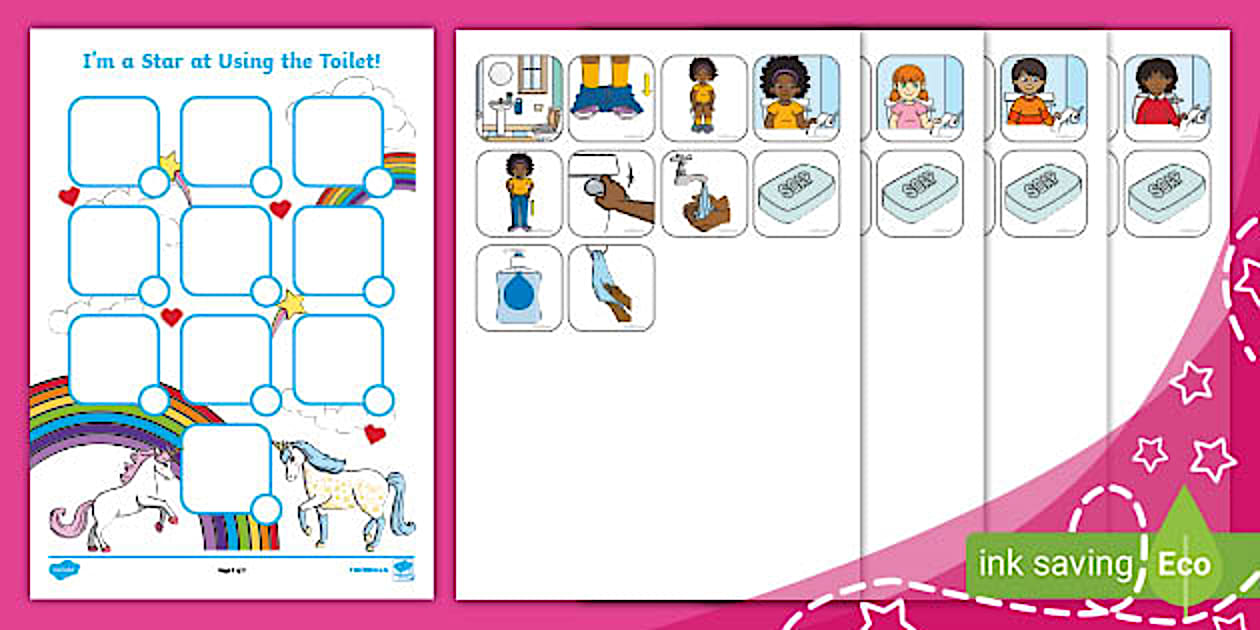 Unicorn-Themed Visual Tick List for Home Routines: Using the Toilet