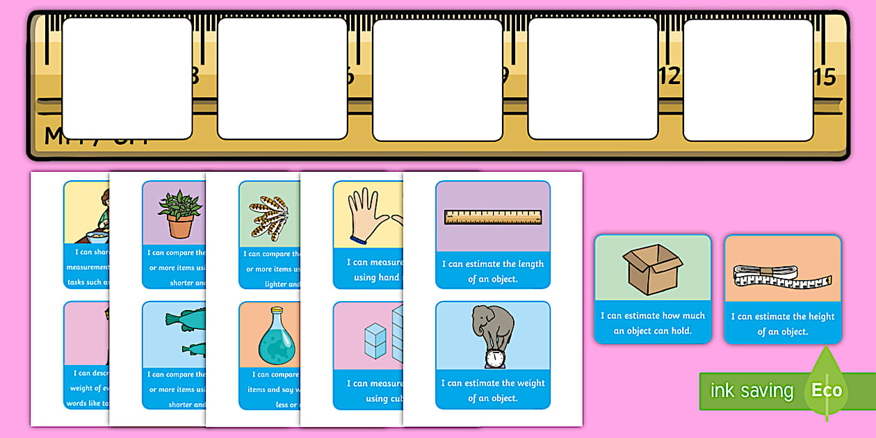 CfE Early Level Measure Ruler Display Target Cards - Twinkl