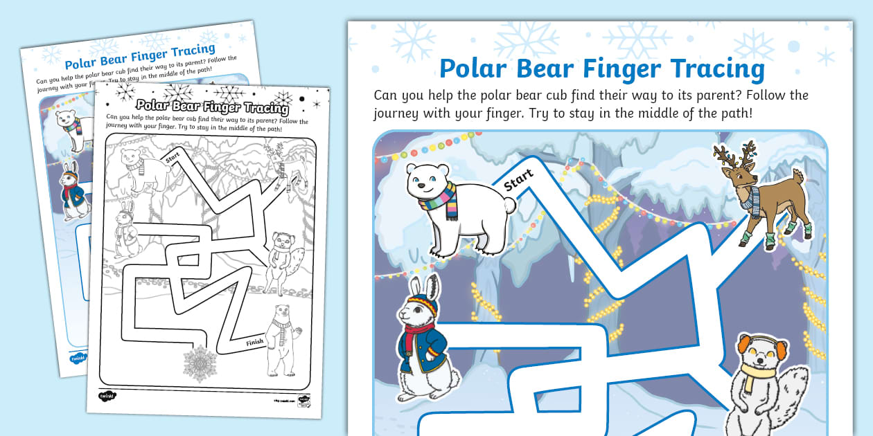 Polar Bear Finger Tracing Activity (Teacher-Made) - Twinkl