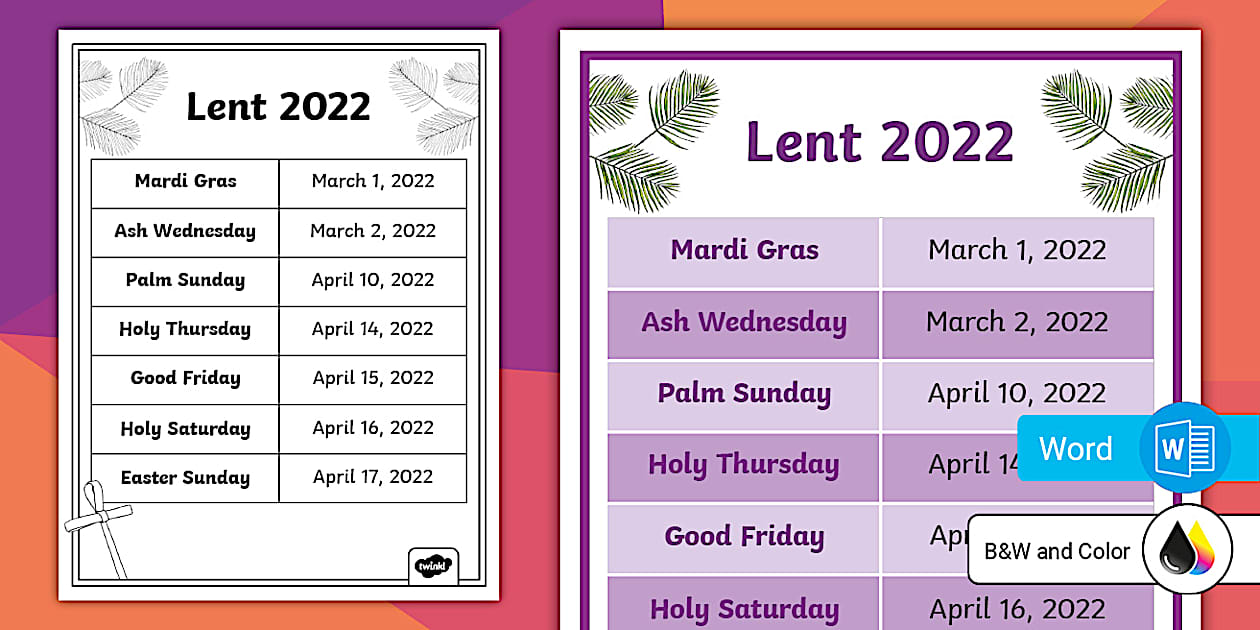 Lent Calendar | Editable Dates | Twinkl USA - Twinkl