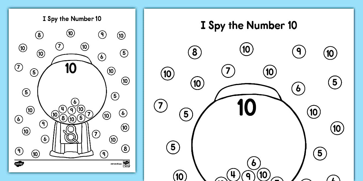 I Spy the Number 10 Worksheet - Twinkl
