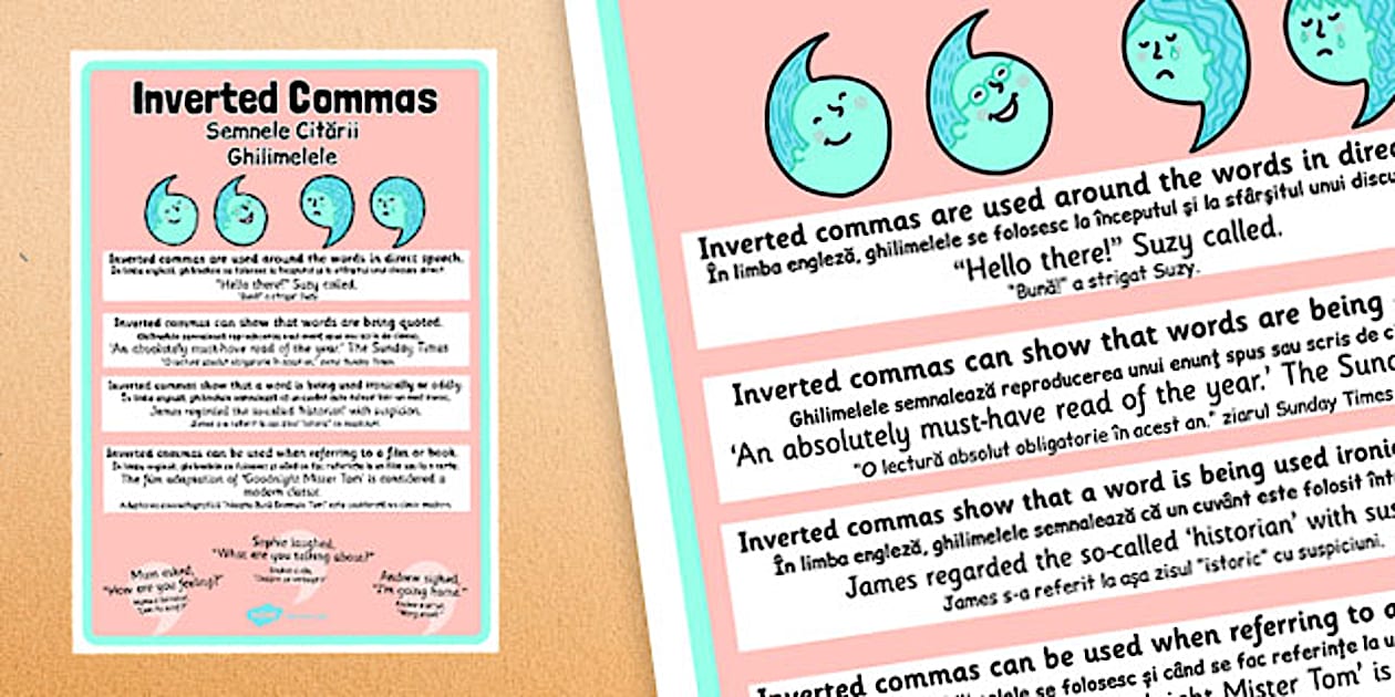 Inverted Commas Punctuation Poster Romanian Translation