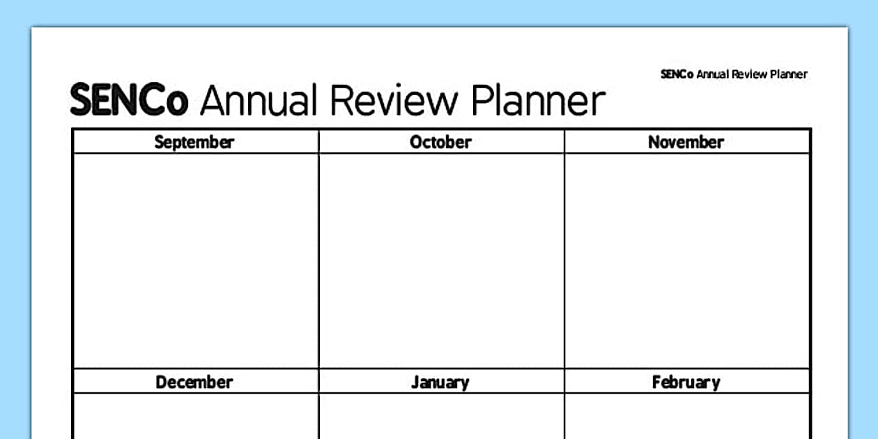Editable SENCo Annual Review Action Planner (teacher made)