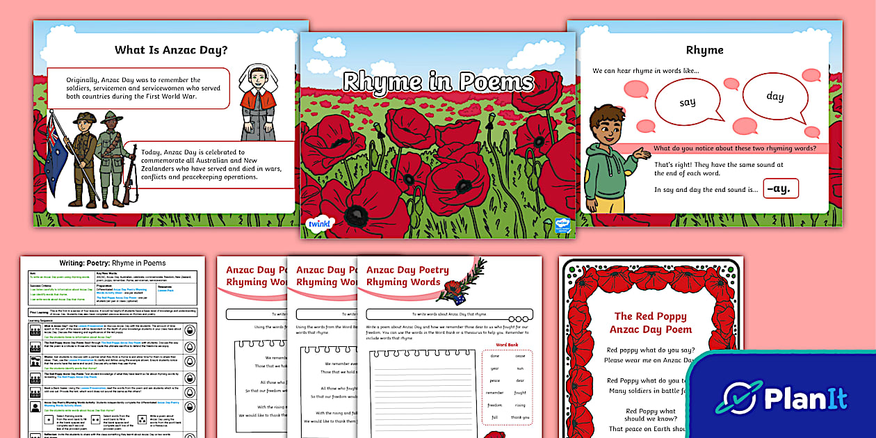 Foundation Writing: Anzac Day Poetry Lesson 1 (teacher made)