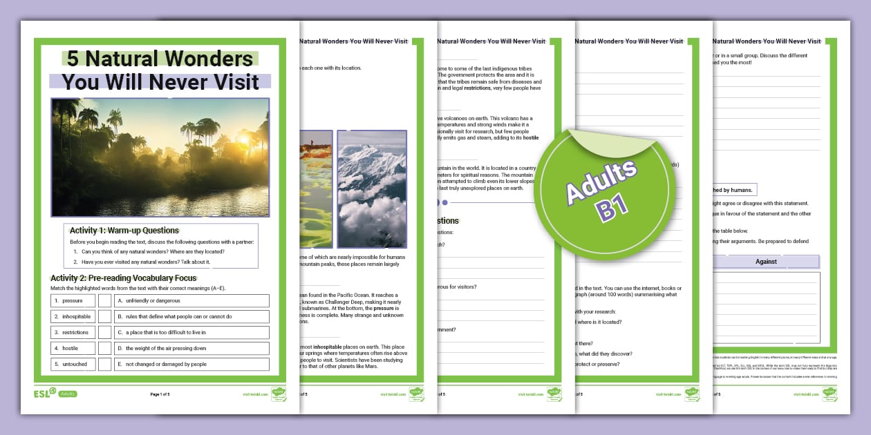 ESL 5 Natural Wonders You Will Never Visit [Adults, B1]