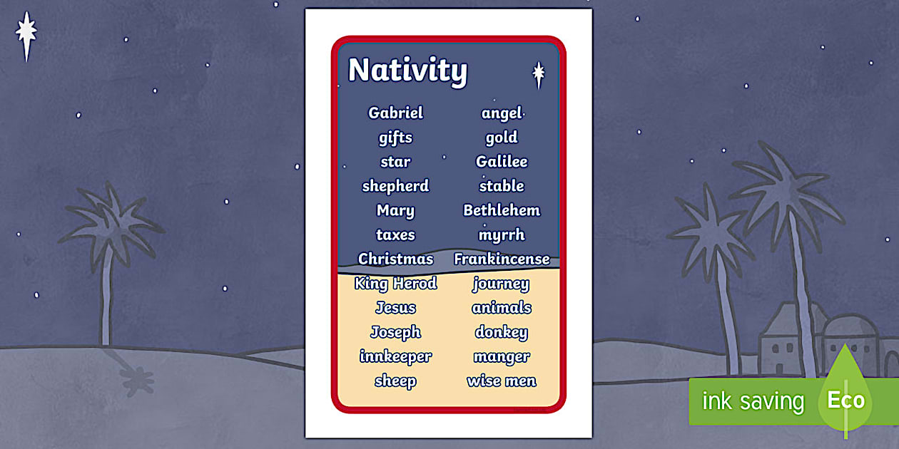 Ikea Tolsby/Fiestad Nativity Words Prompt Frame - Twinkl