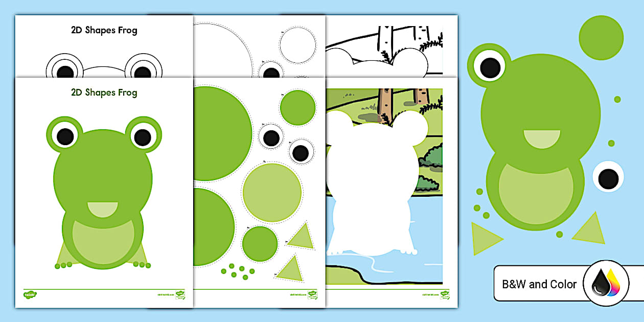 2D Shapes Frog Cut and Paste Worksheet (teacher made)