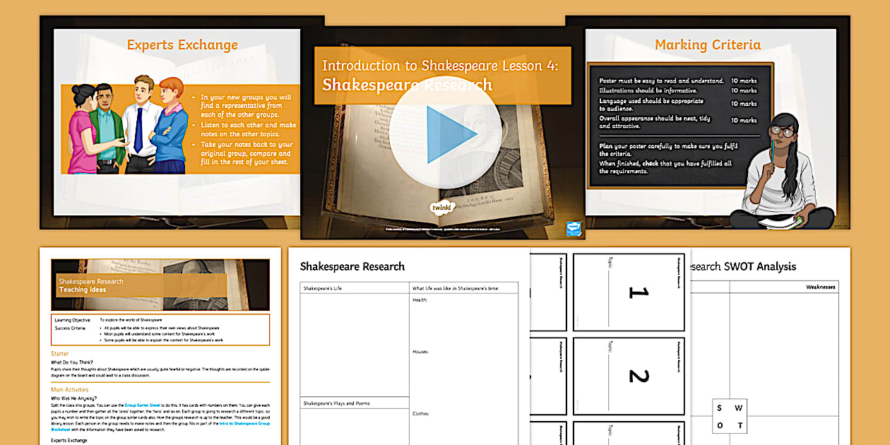Introduction to Shakespeare Lesson Pack 4: Introduction to Shakespeare ...