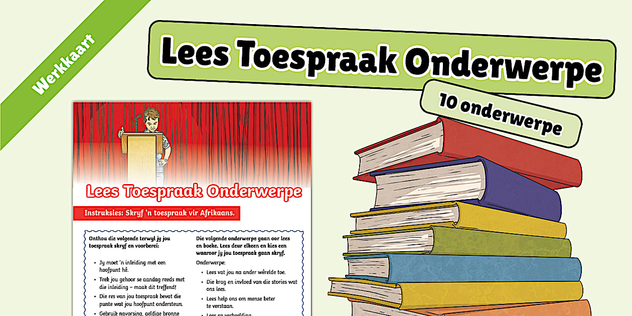 IF Afrikaans Lees Toespraak Onderwerpe – Werkkaart (KABV)
