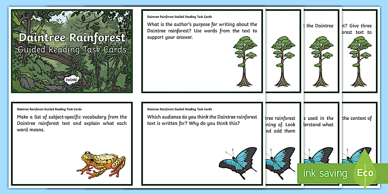 SA Daintree Rainforest Guided Reading Task Cards - Twinkl
