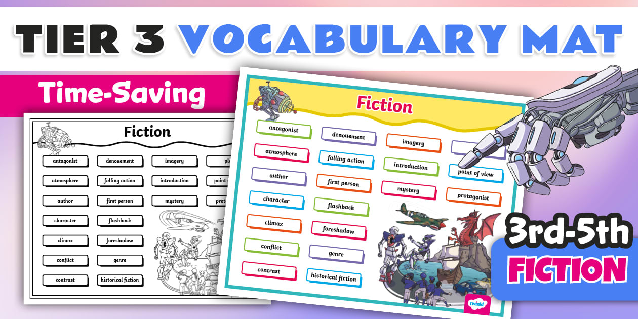 Tier 3 Fiction Vocabulary Mat for 3rd-5th Grade - Twinkl