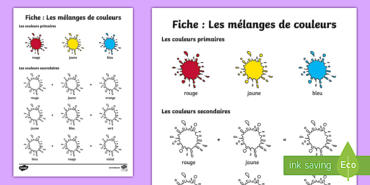 Feuille d'activités : Les mélanges de couleurs - Twinkl
