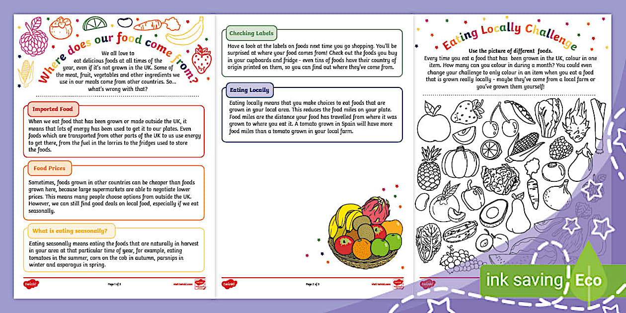 Eating Locally Challenge (Ages 5 - 7) (Teacher-Made)