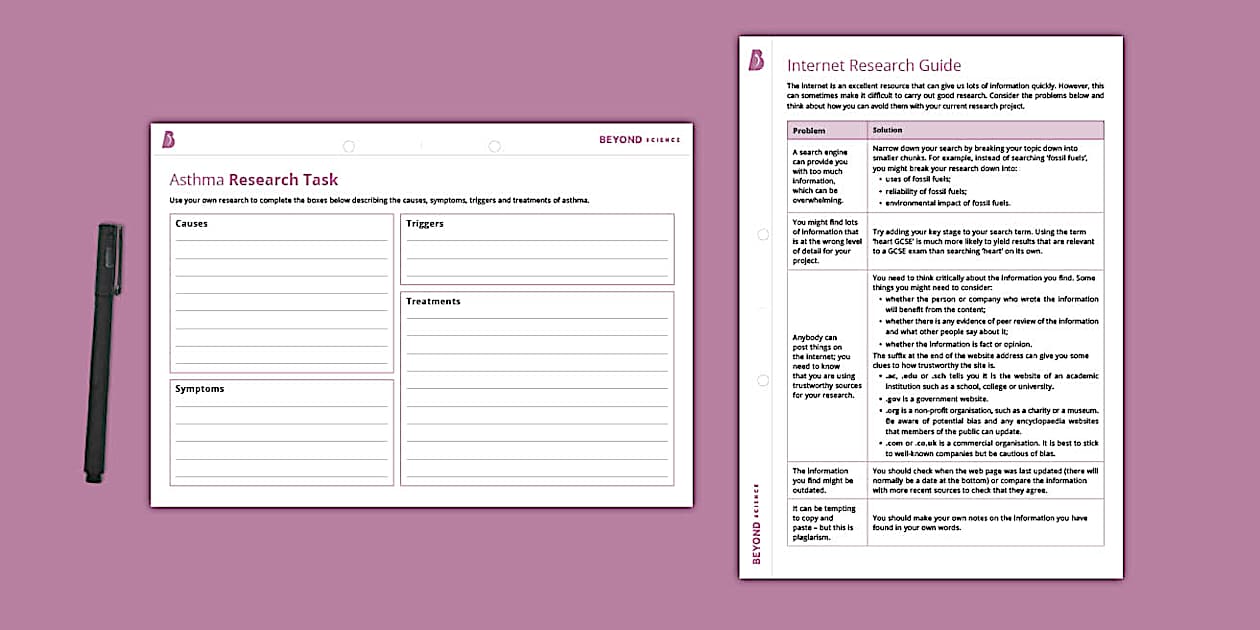 Asthma Independent Research Task | Science | Beyond - Twinkl