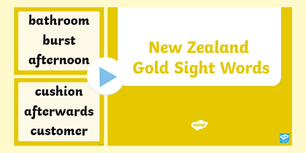 New Zealand Gold Sight Words PowerPoint - Twinkl
