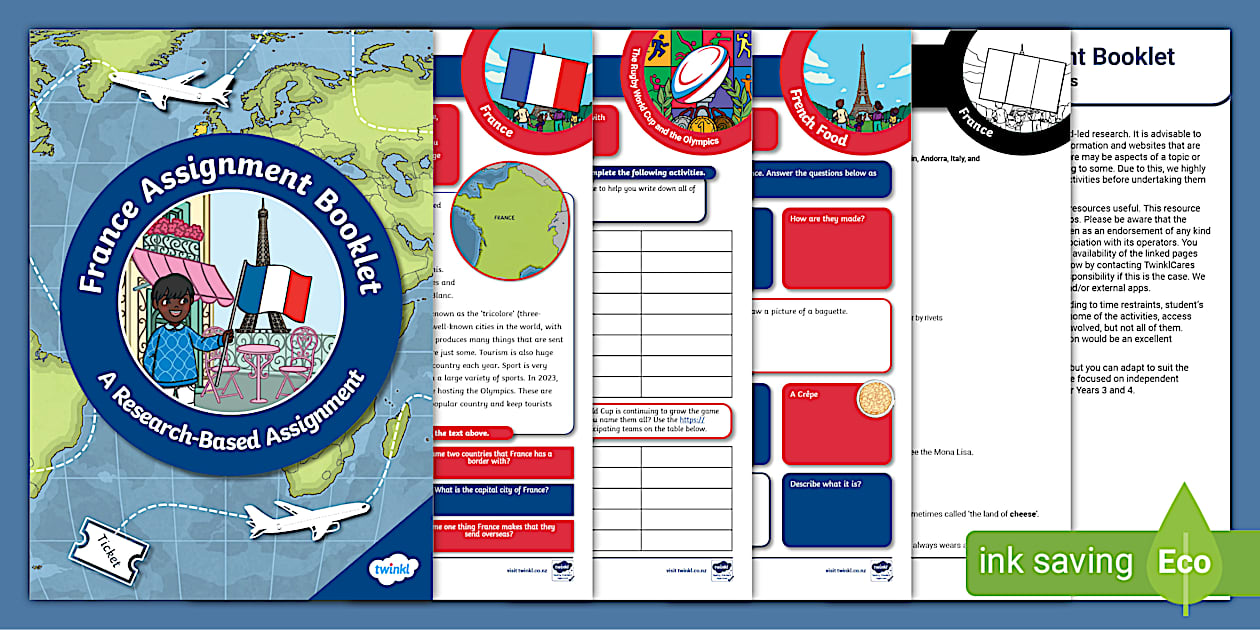 Years 3 and 4 France Assignment (teacher made) - Twinkl
