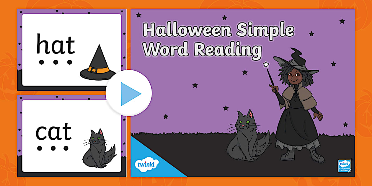 Halloween Simple Word Reading PowerPoint - Phase 2 Phonics