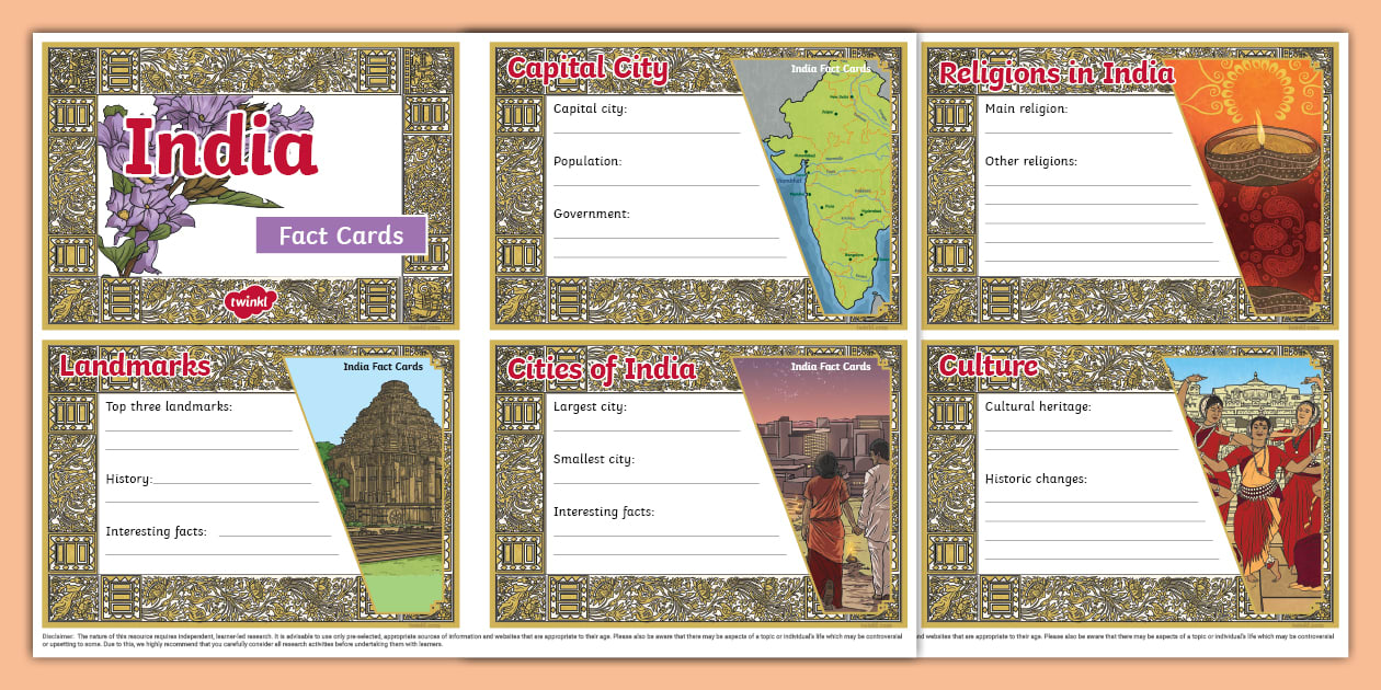 India Fact Cards Template (teacher made) - Twinkl