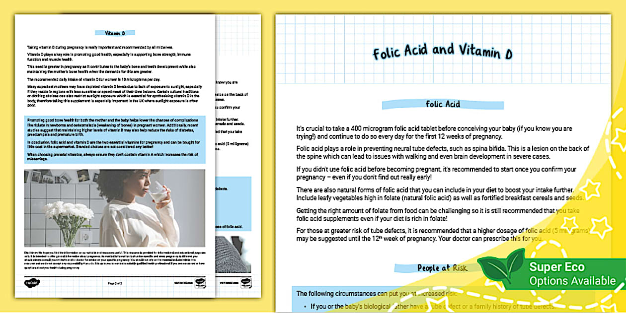 FREE! - Folic Acid and Vitamin D (teacher made) - Twinkl