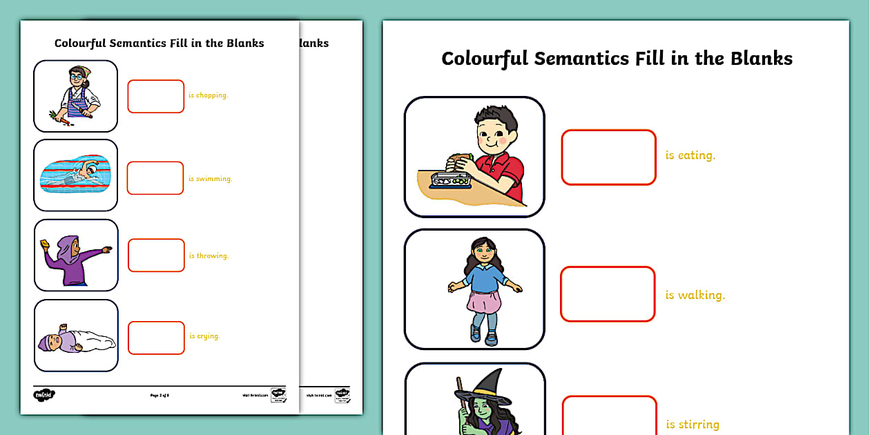 Colourful Semantics Fill in the Blanks Who?+What doing?