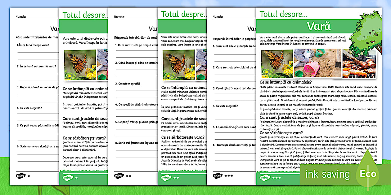 Vara Fișe de lectură diferențiate (teacher made) - Twinkl