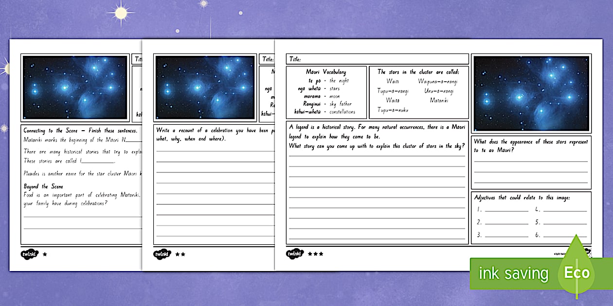 Matariki Photo Vocabulary Activity