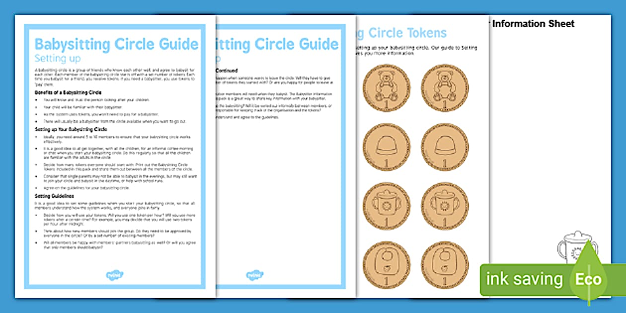 Black and White Setting up a Babysitting Circle Guide