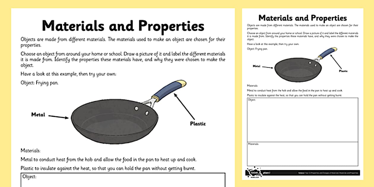 Materials and Properties Worksheet / Worksheet - Twinkl