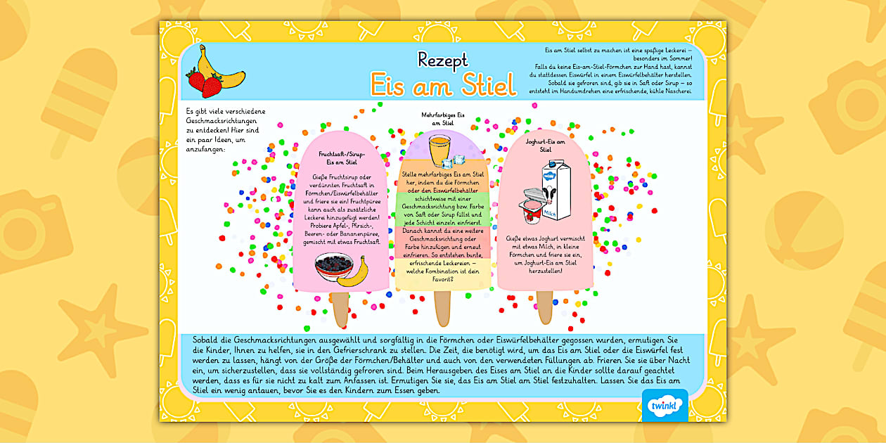 Eis am Stiel - Rezept (teacher made) - Twinkl