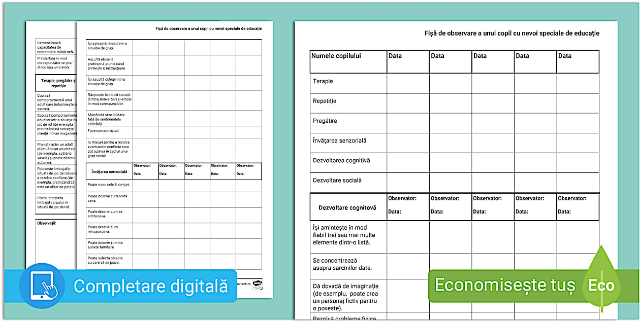 Fișă de observare a unui copil cu CES | Twinkl România