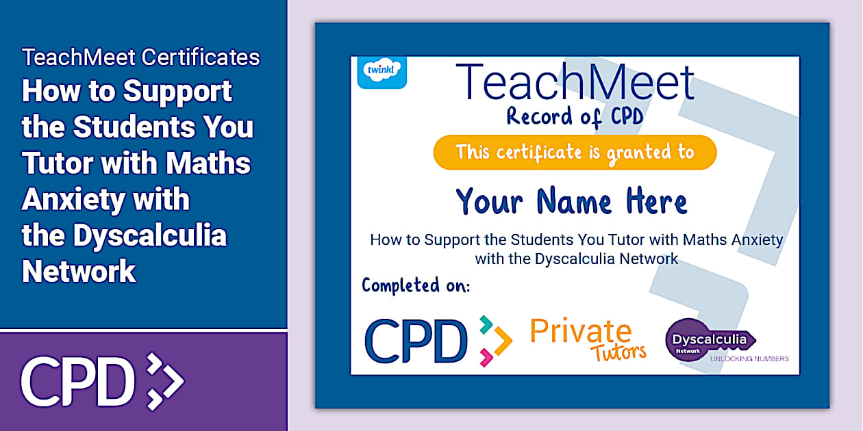 TeachMeet Certificate - How to Support the Students You Tutor with Maths
