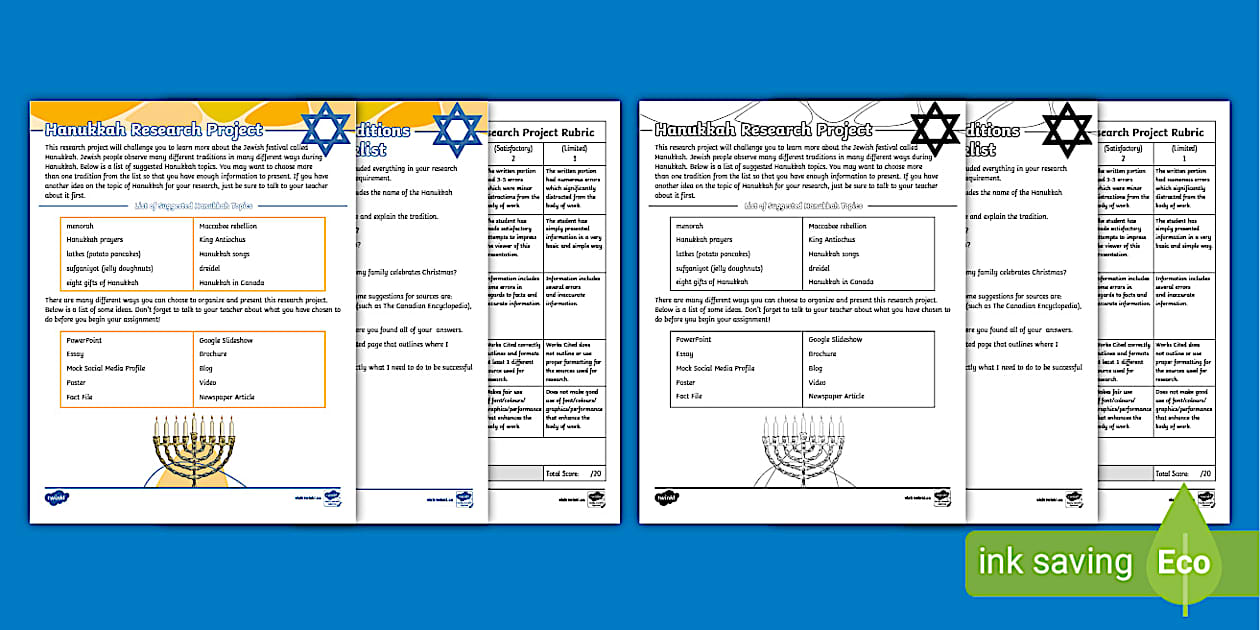Hanukkah Research Project Activity - Grades 4-6 - Twinkl