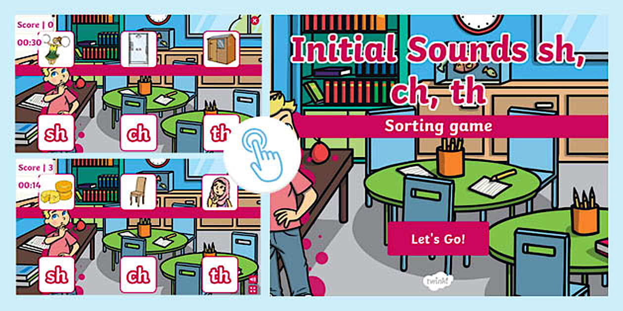 Initial Sounds Interactive Sorting Activity ch, sh, th
