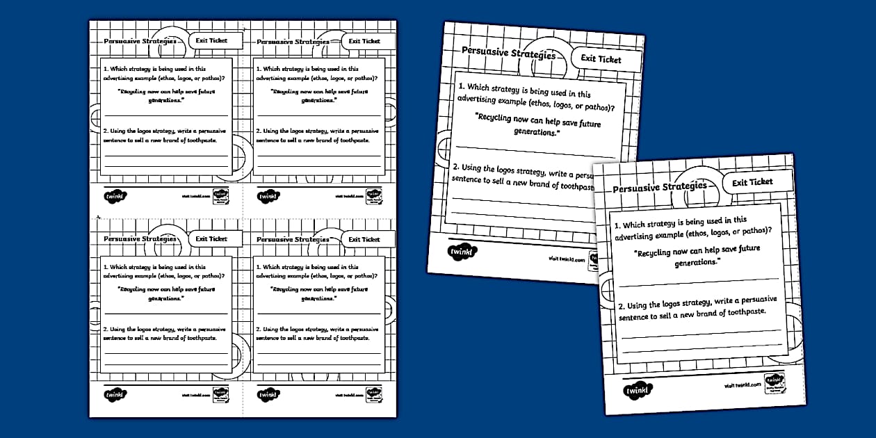 Persuasive Strategies Exit Ticket for 6th-8th Grade - Twinkl