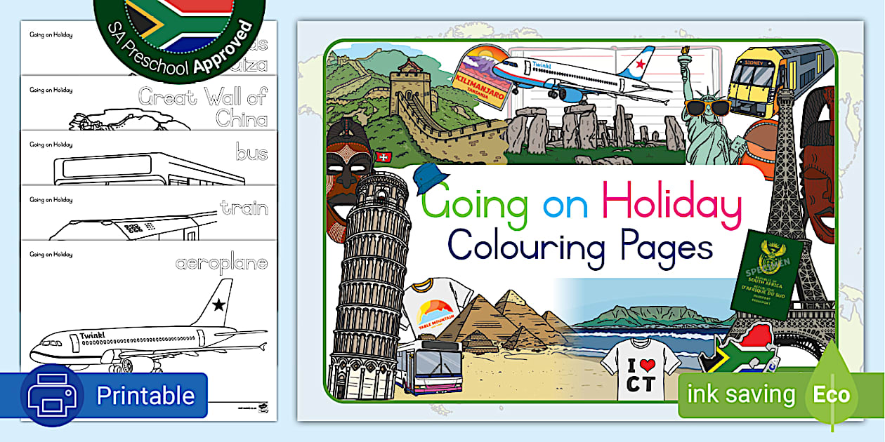 Going on Holiday Colouring Pages - Twinkl South Africa