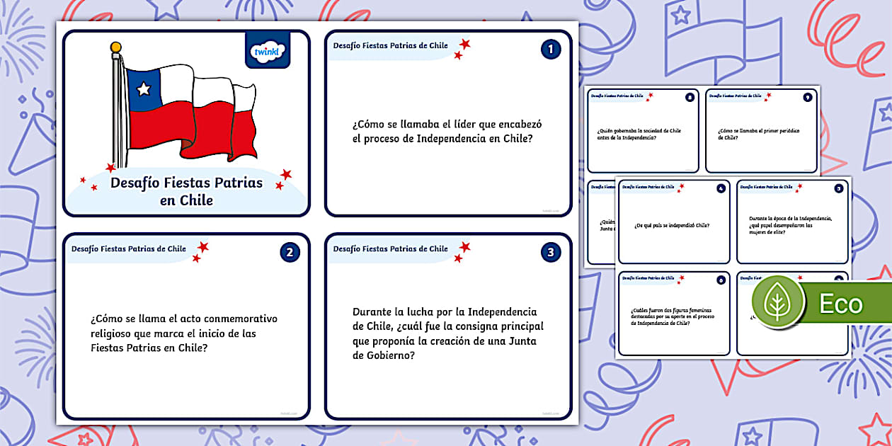 Tarjetas Desafío Fiestas Patrias en Chile - Twinkl