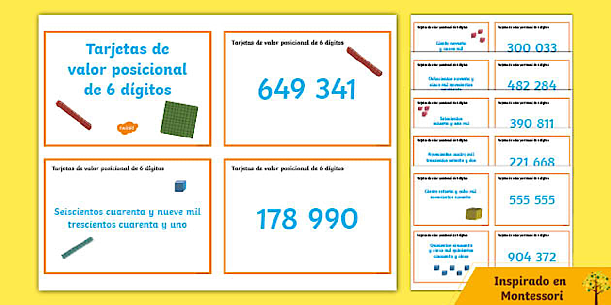 Tarjetas de valor posicional de 6 dígitos (Teacher-Made)