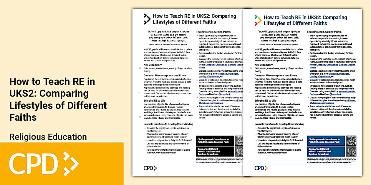 How to Teach RE in UKS2: Comparing Lifestyles of Different Faiths
