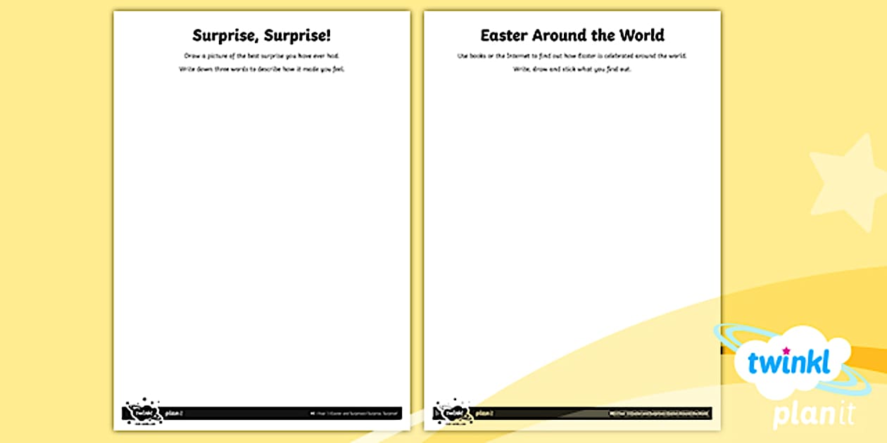 RE: Easter and Surprises Year 1 Unit Home Learning Tasks