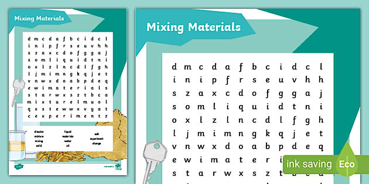 Mixing Materials Word Search (teacher made) - Twinkl