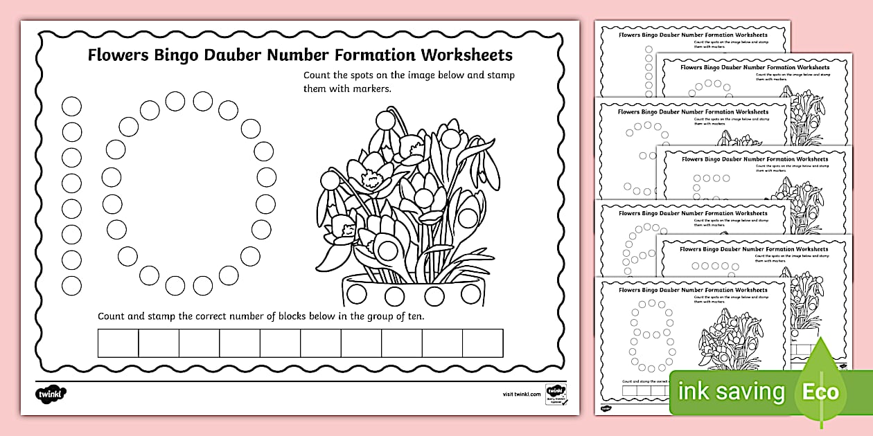 Flowers Bingo Dauber Worksheets | Maths | Twinkl | KS1