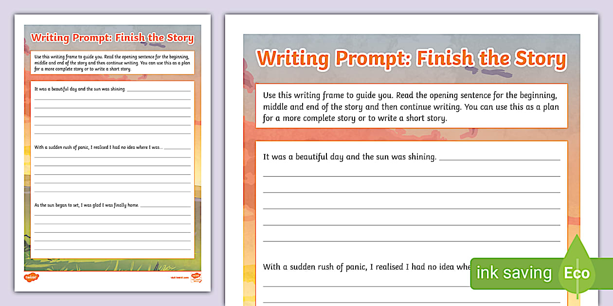 Writing Prompt: Finish the Story Worksheet (Lehrer gemacht)