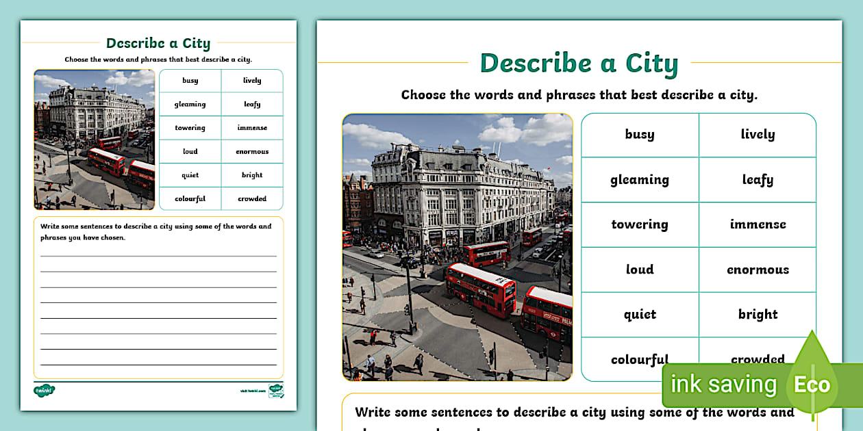Describe a City Writing Activity (teacher made) - Twinkl
