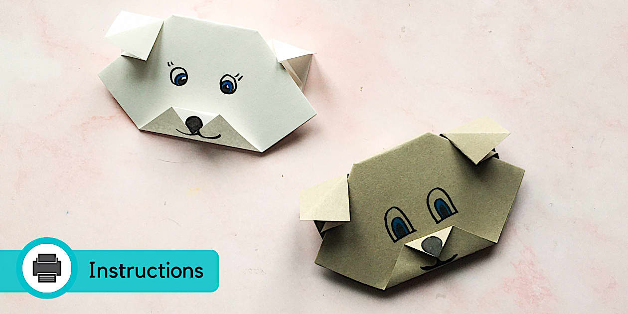 Origami Bear Face Craft | Origami For Beginners - Twinkl