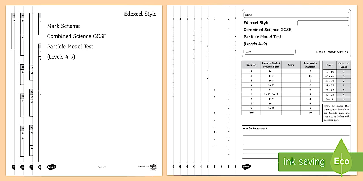 Edexcel Style Combined Science Particle Model Test - Twinkl