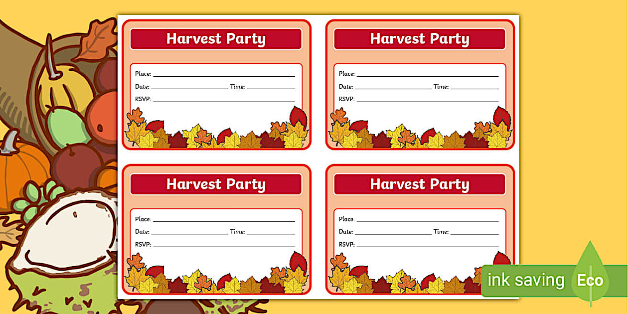 Editable Harvest Party Invitation Writing Template - Twinkl