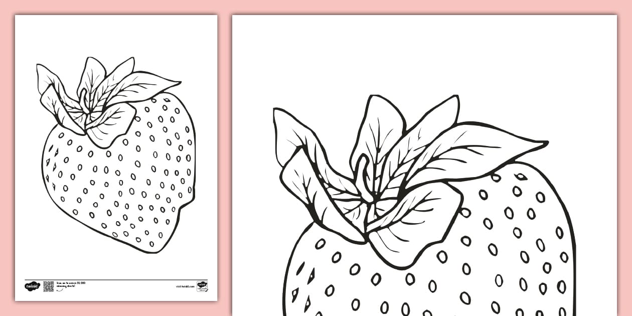 Strawberry Colouring Page (teacher made) - Twinkl