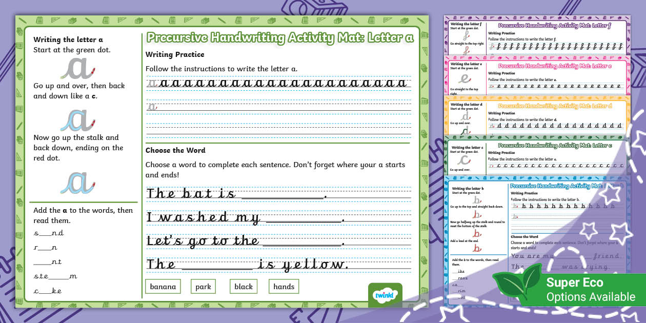 Precursive Handwriting Activity Mats: Alphabet Pack - Twinkl