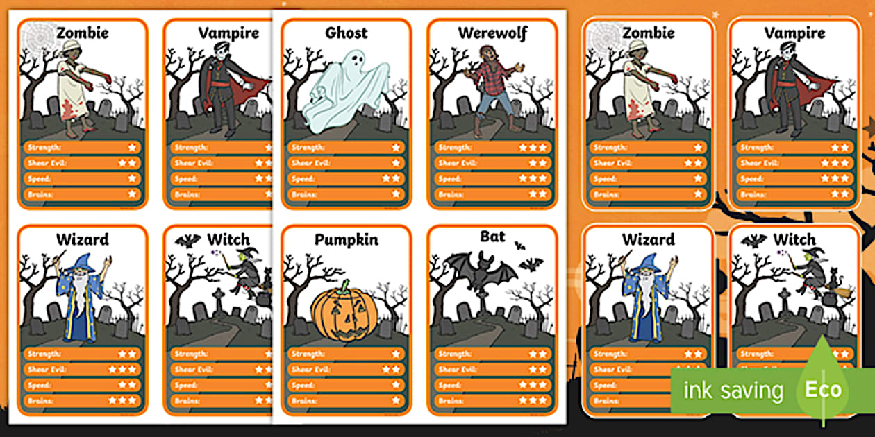 Halloween Character Card Game (Hecho por educadores)